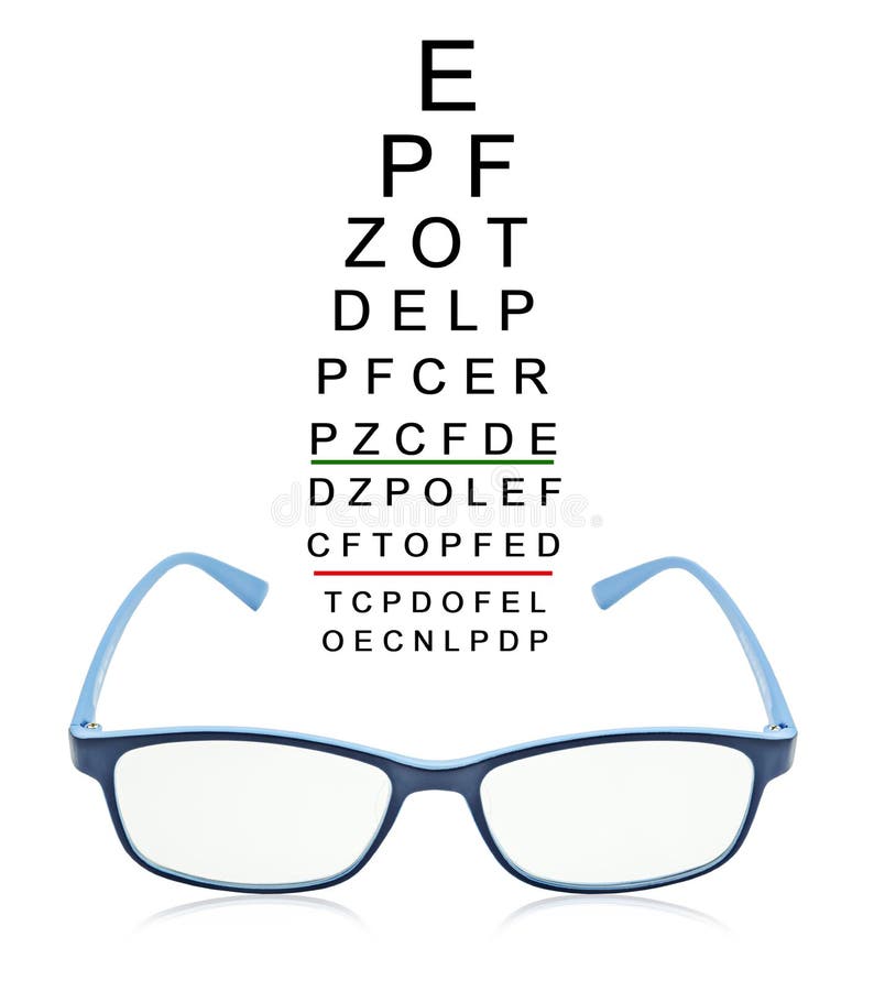 Eye Test Chart with Blue Glass. Stock Photo - Image of character ...