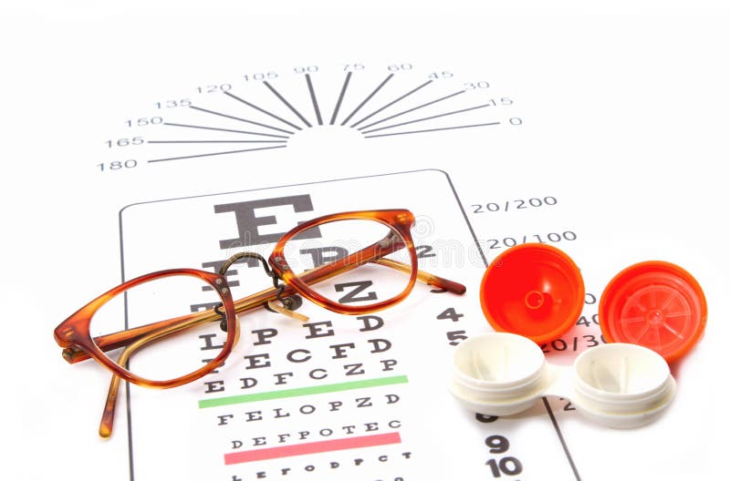 Glasses and Eye Test Chart Differential Focus Stock Photo - Image of ...