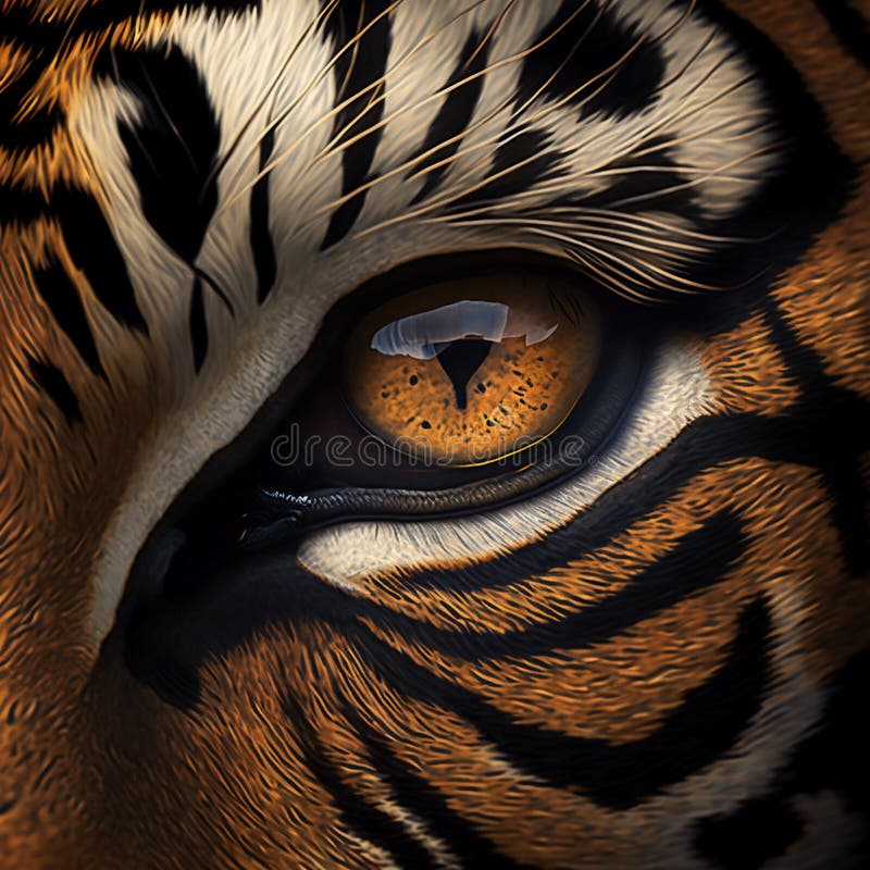 Eye of the tiger close up stock illustration. Illustration of dark ...