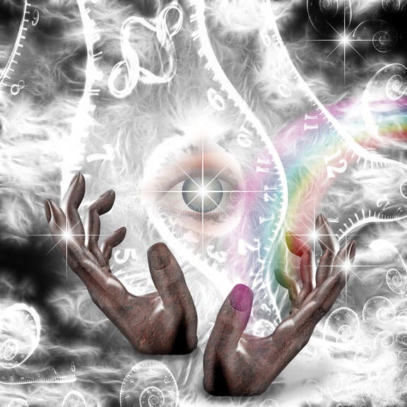 Eye and time BW stock illustration. Illustration of hands - 39509641