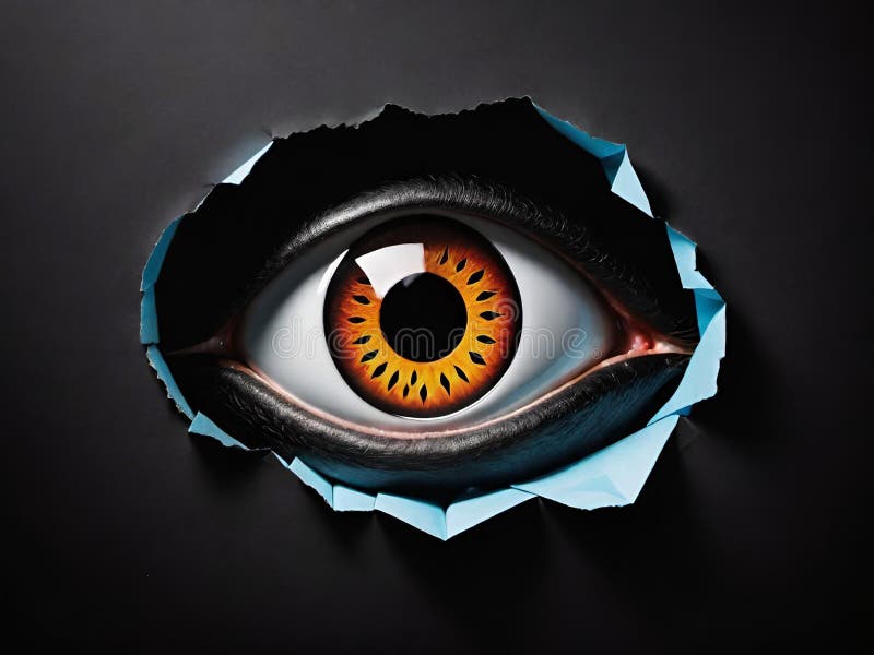 Eye and torn paper stock illustration. Illustration of monster - 314332323