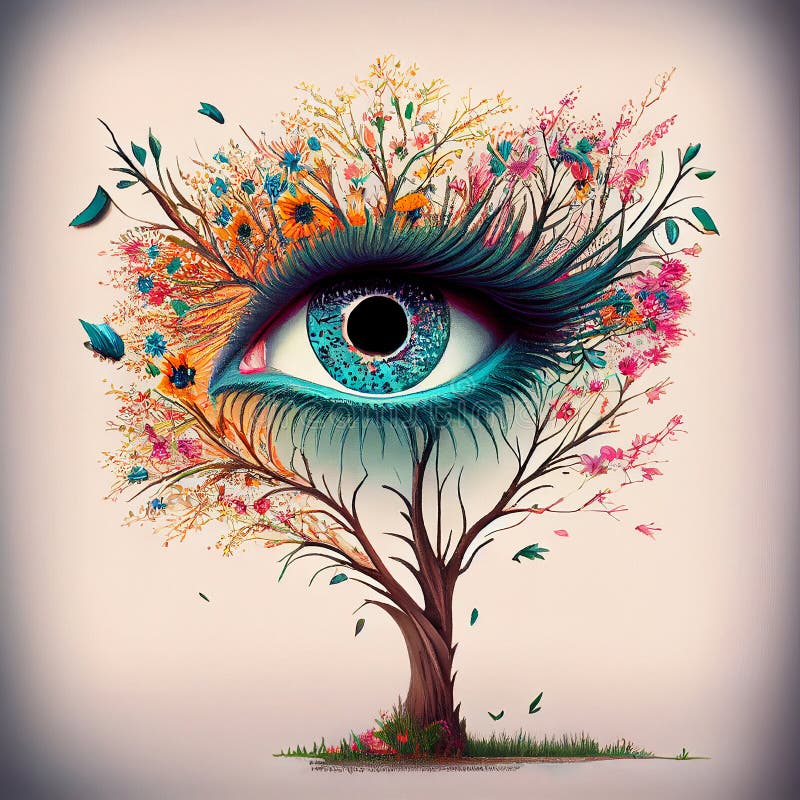 Eye in the Tree with Flowers, Positive Vision and Attitude, Personal ...