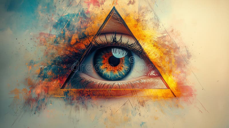 Eye in a Triangle with Colorful Abstract Background. Stock Illustration ...