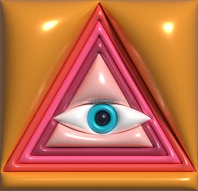 Eye in a Triangle on an Orange Background, 3D Rendering Illustration ...