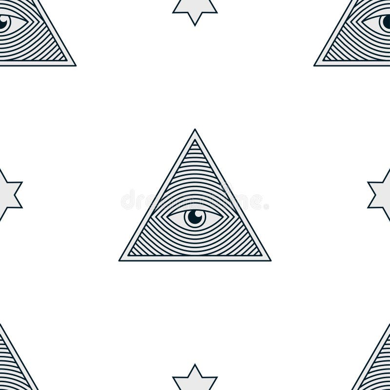 Eye in the Triangle, Pyramid Vector Icon. Seamless Pattern. the Sign of ...