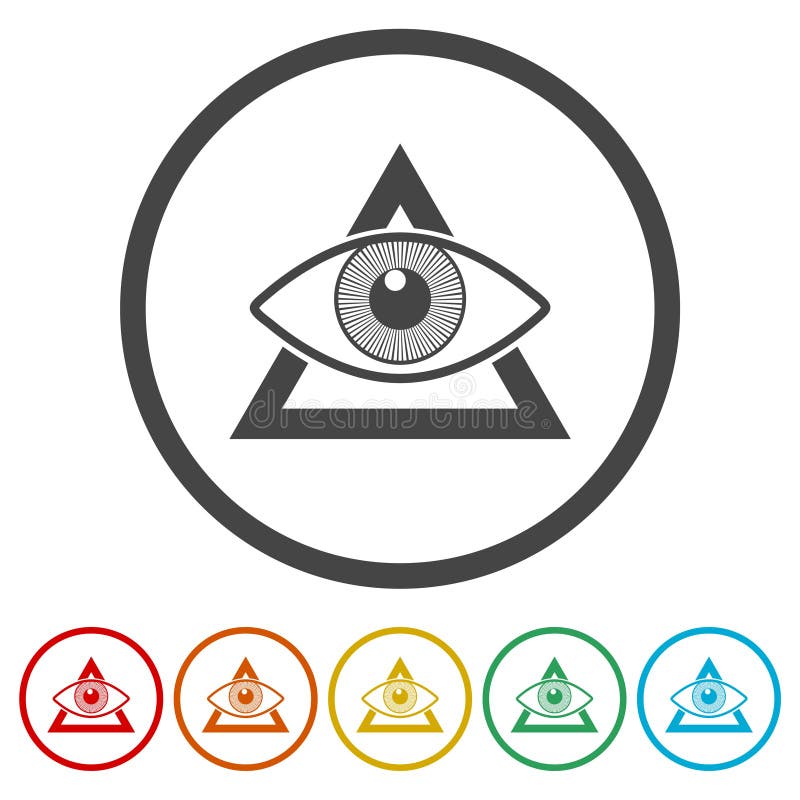 Eye in Triangle Simple Symbol Ring Icon, Color Set Stock Vector ...
