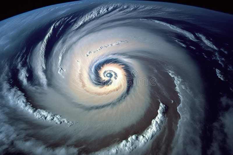 The Eye of a Tropical Cyclone, Seen from Space. Ai Generated Stock ...