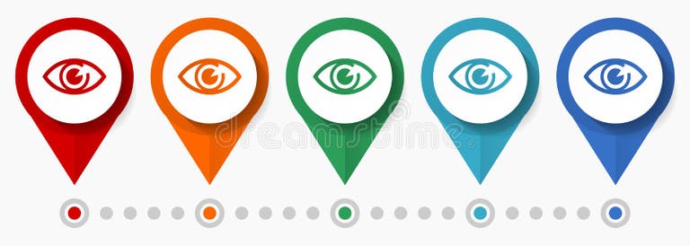Eye, View, See Concept Vector Icon Set, Flat Design Pointers ...