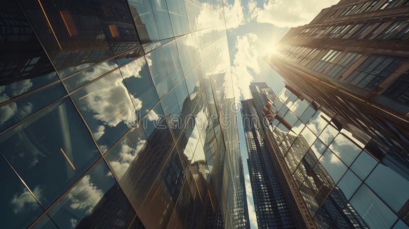 Eye View of Towering Skyscrapers Converging in the Sky.AI Generated ...