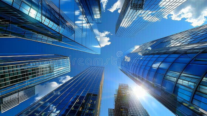 Eye View of Towering Skyscrapers Converging in the Sky.AI Generated ...