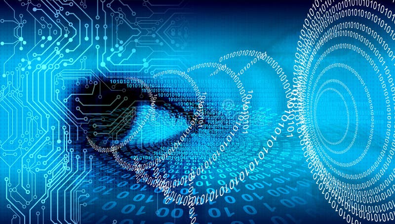 Eye Viewing Digital Information Represented by Ones and Zeros or Binary ...
