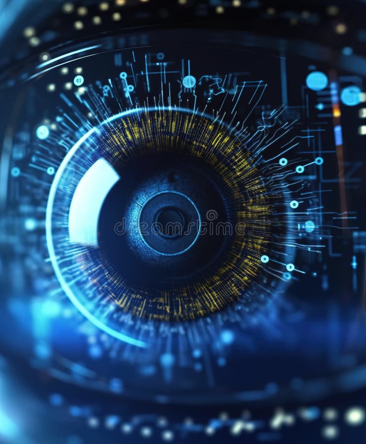 Eye Viewing Digital Information Represented by Ones and Zeros Stock ...
