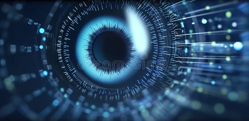 Eye Viewing Digital Information Represented by Ones and Zeros Stock ...