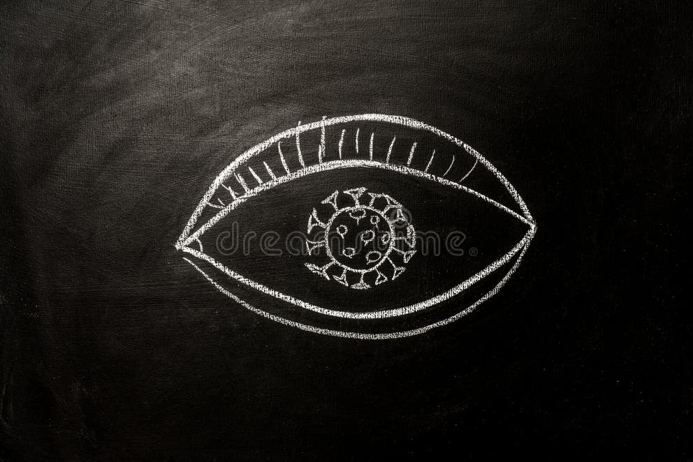 Eye and the Virus Symbol Reflected in it Drawn on a Chalk Board Stock ...