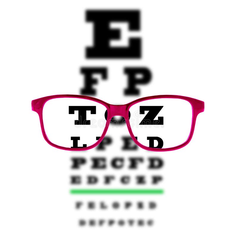 Eye Vision Test Chart Seen through Eye Glasses, White Background Stock ...