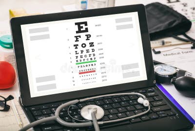 Eye Vision Test on a Doctor`s Computer Screen Stock Photo - Image of ...