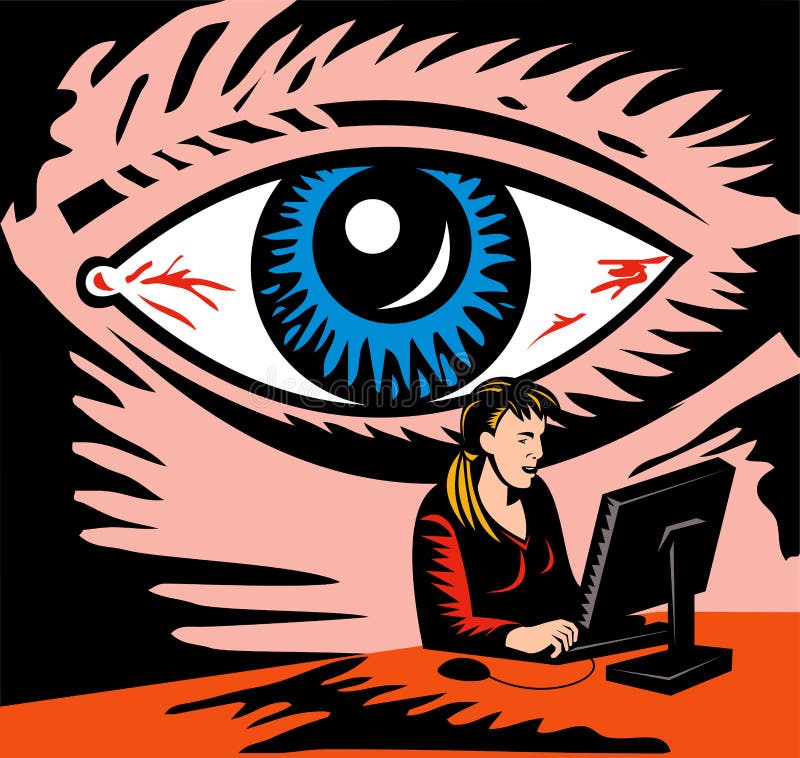 Eye watching computer user stock vector. Illustration of commerce ...