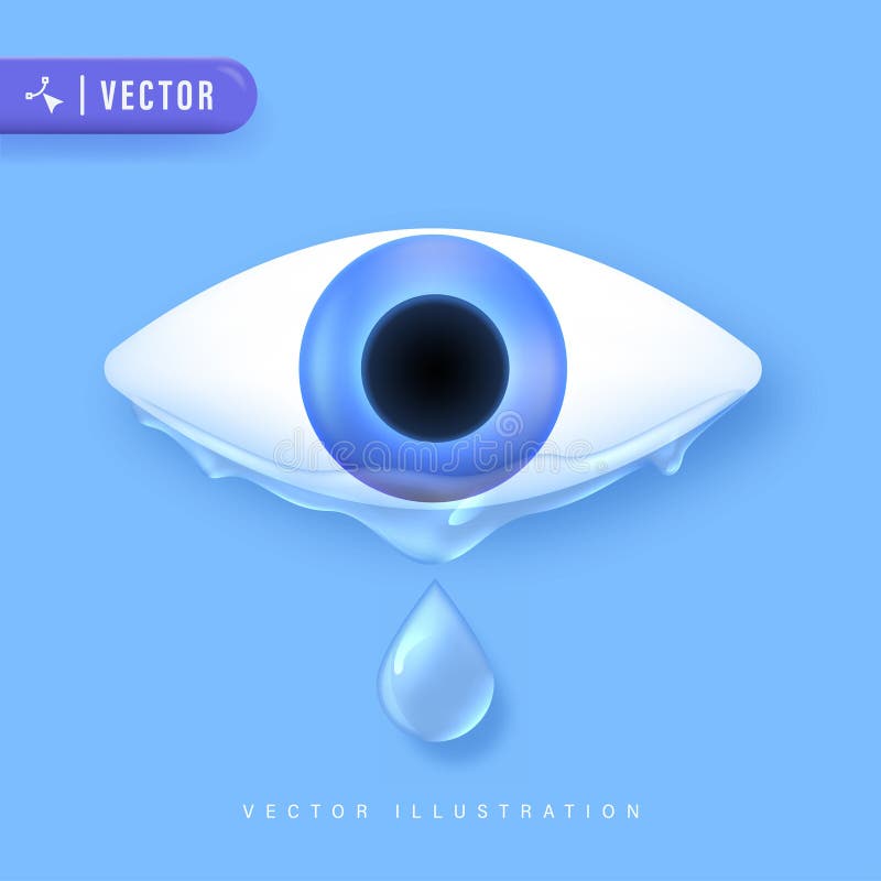 Eye Water drop 3D Icon stock vector. Illustration of design - 312470612