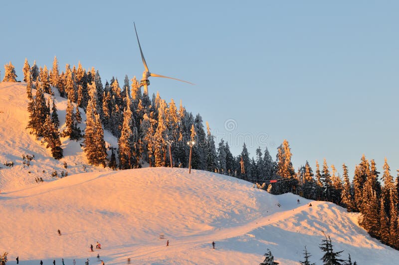 The Eye of the Wind and Grouse Mountain Ski Area Stock Image - Image of ...