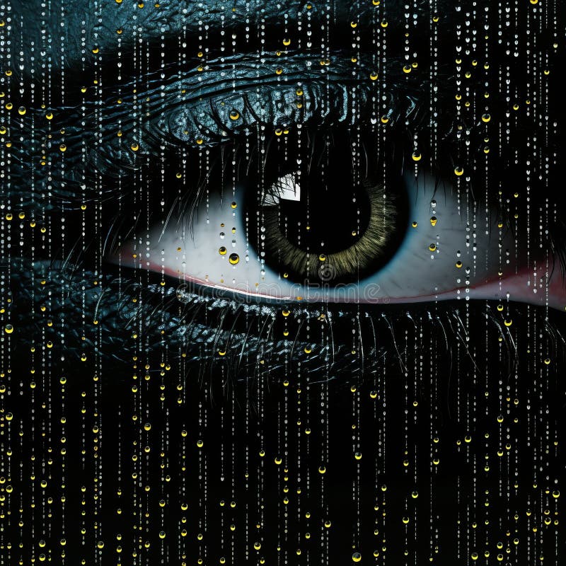The Eye of a Woman is Surrounded by a Matrix of Dots Stock Illustration ...