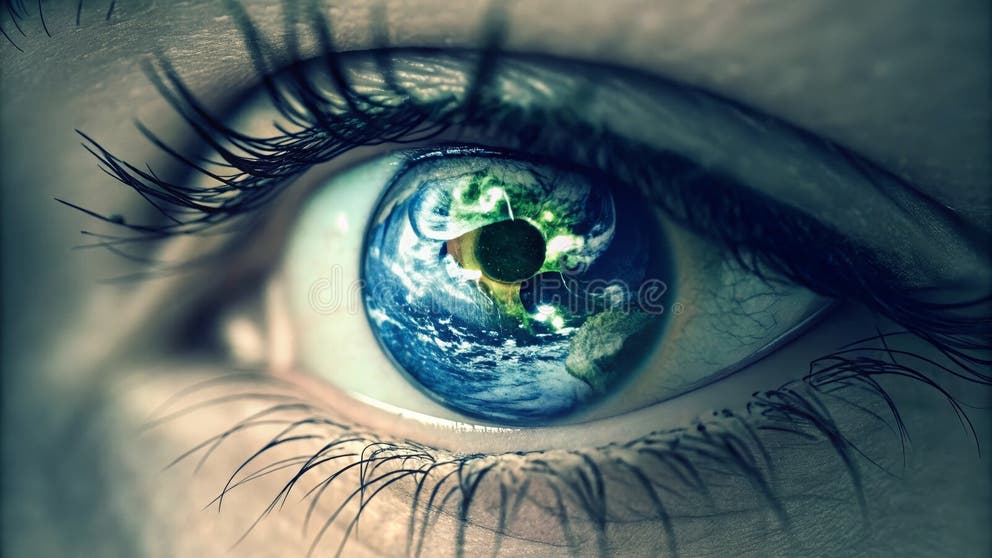 Eye of the World Macro Iris, Earth Reflection, Environmental Concept ...