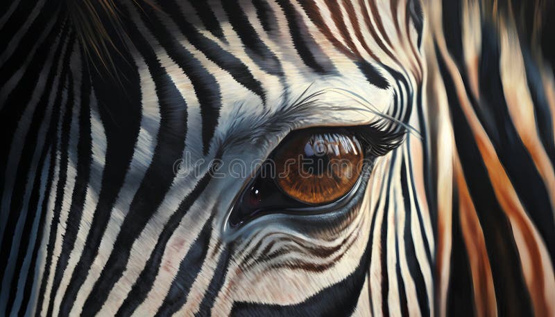 Eye of a Zebra in the Wild. Close-up Stock Illustration - Illustration ...