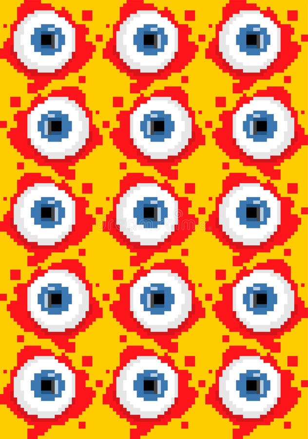 Eyeball Pixel Art. 8 Bit Round Eye Stock Vector - Illustration of scary ...