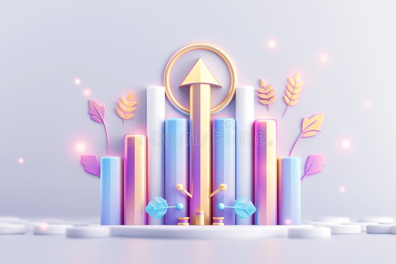 Eyecatching 3D Illustration Features Bar Graphs with a Bold Upward ...