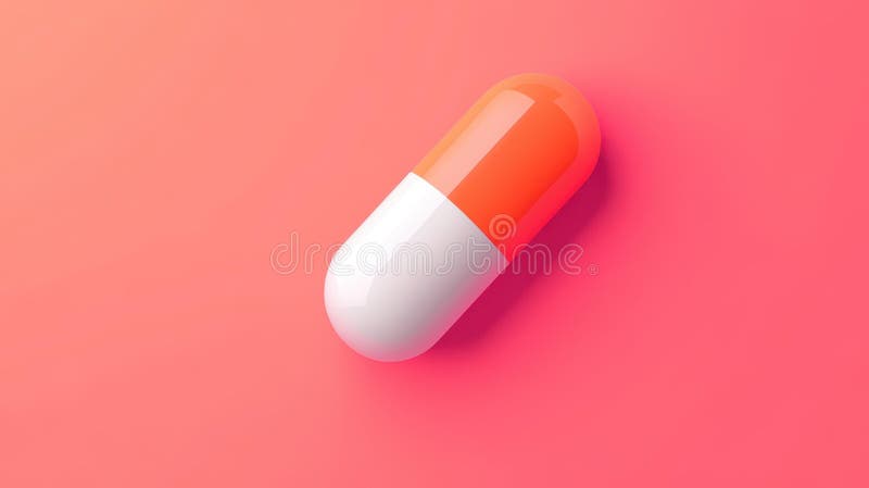 Vibrant 3D Pill Icon Designed in a Sleek Cartoon Style, Showcasing ...