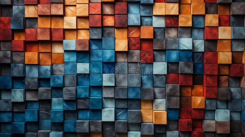 Eyecatching Geometric Brick Wall Design with Flat Texture, Vibrant ...