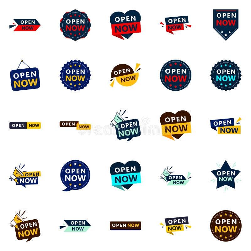 25 Eyecatching Open Now Sign Templates Stock Vector - Illustration of ...