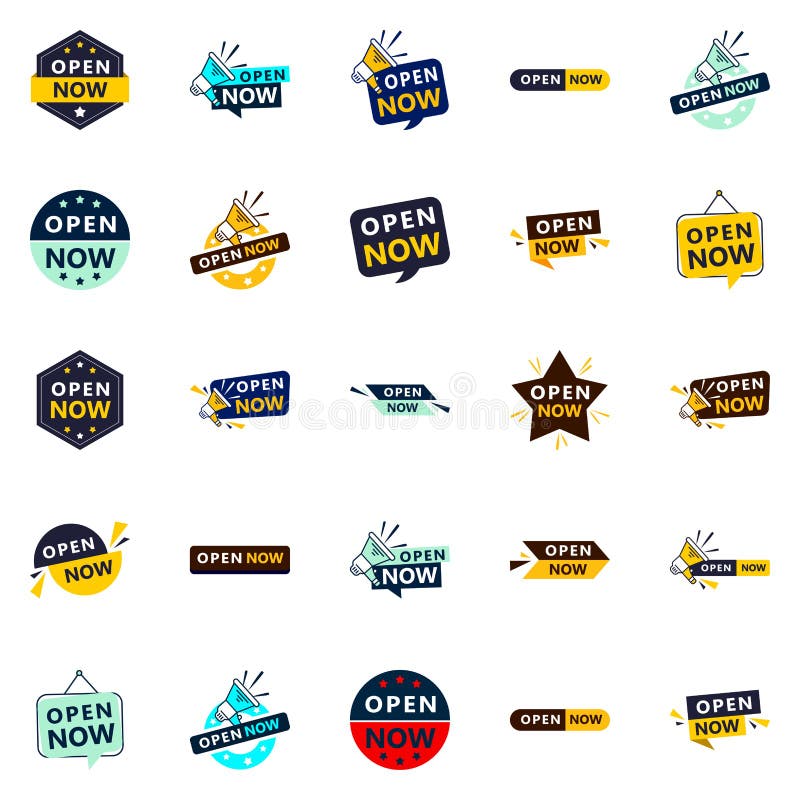25 Eyecatching Open Now Sign Templates Stock Vector - Illustration of ...