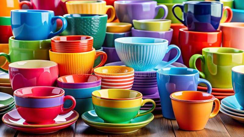 EyeCatching Stacked Colorful Cups Wallpaper a Vibrant and Playful ...