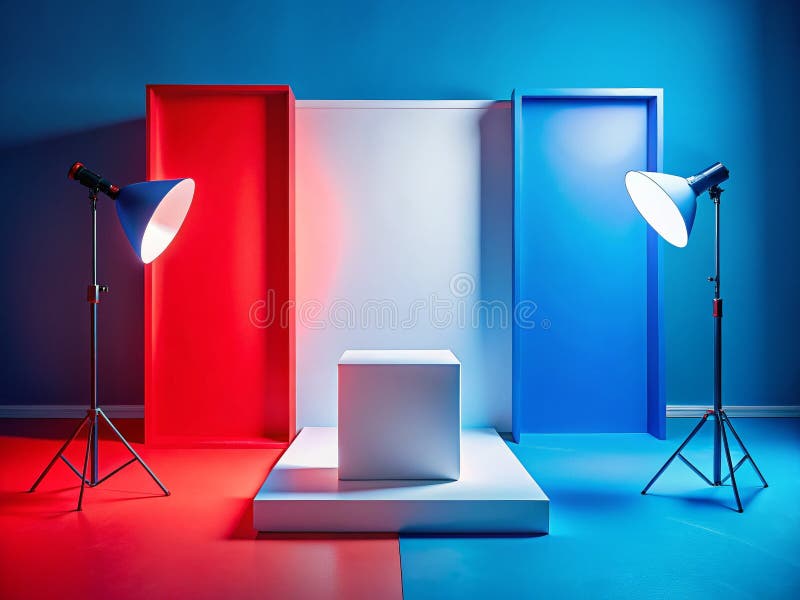 EyeCatching Studio Photography Background a Dynamic Blue Red and White Combination for Product ...