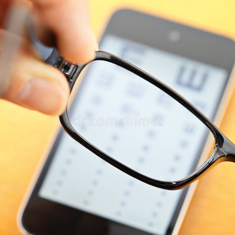 Eyechart on Mobile with Eyewear Stock Photo - Image of optometrist ...
