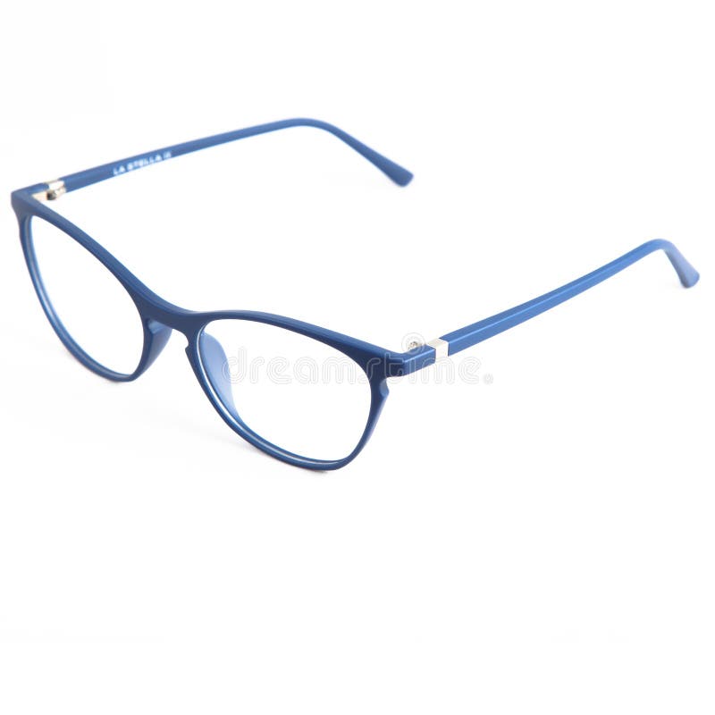 Eyeglasses in blue frames. stock image. Image of wear - 238241705