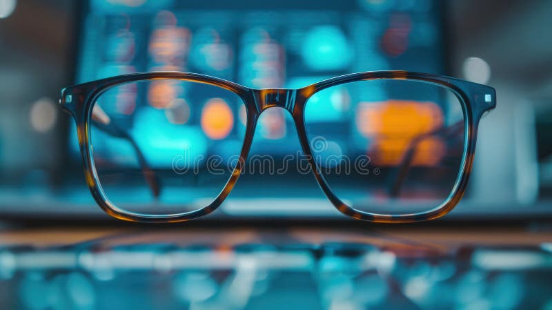 Eyeglasses with Brown Frames Resting on a Computer Keyboard. Generative ...