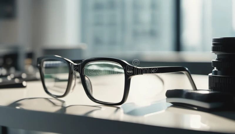 Eyeglasses on the table stock illustration. Illustration of generated ...