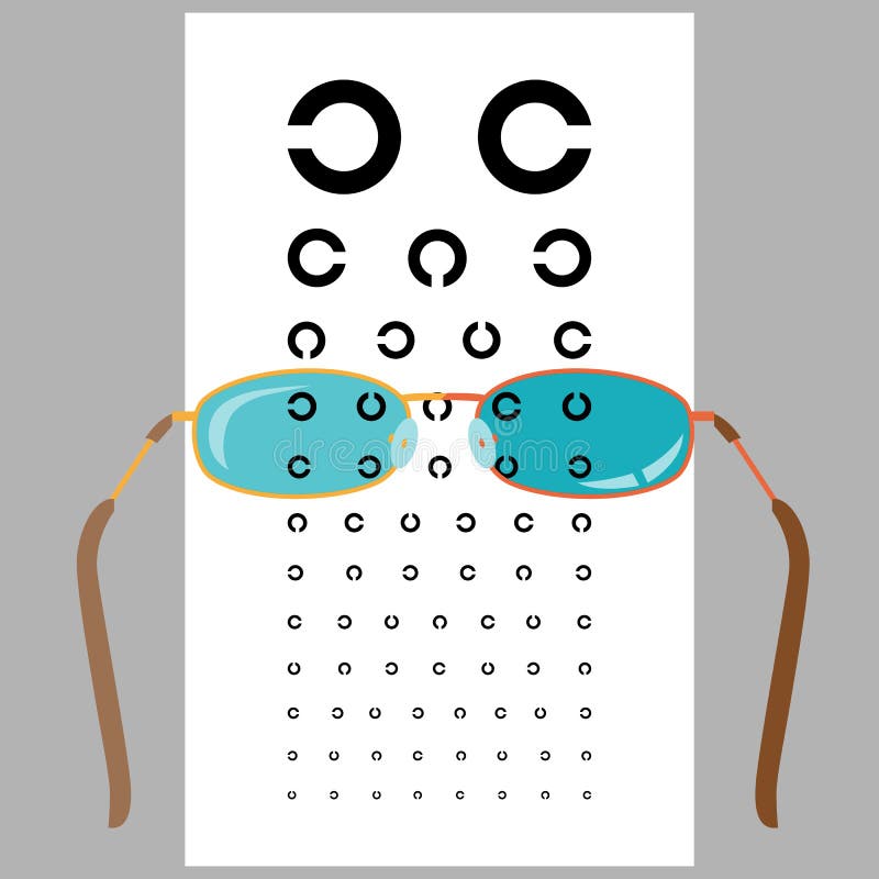 Eyeglasses and eye chart stock vector. Illustration of glass - 56374118