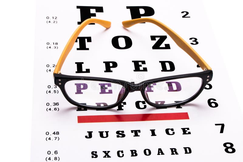 Eyeglasses and eye chart stock image. Image of sight - 42534477