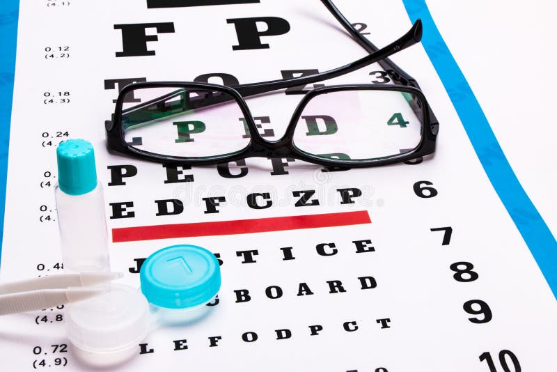 Eyeglasses and eye chart stock image. Image of health - 42535205