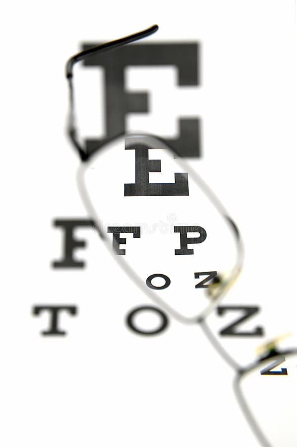 Eye Vision Test Chart Seen through Eye Glasses, White Background Stock ...