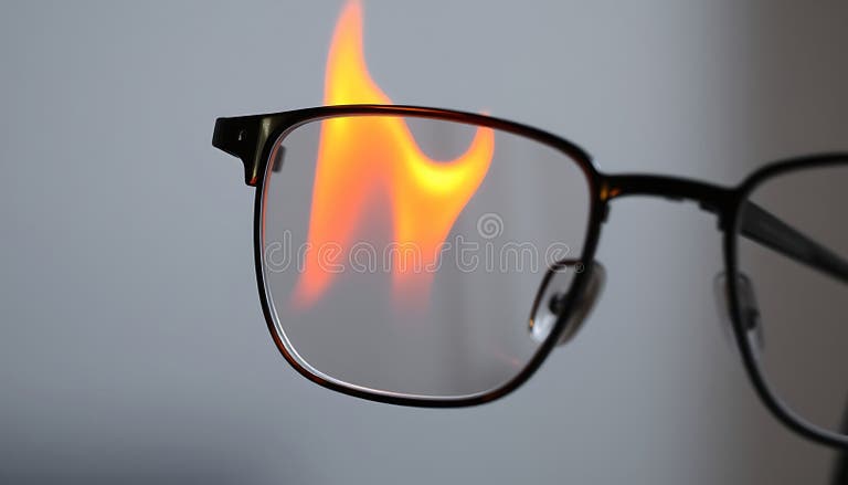 Eyeglasses with Fire Reflection Optical Eyewear and Burning Effect ...