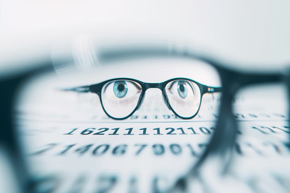 Eyeglasses Focused on Numbers Concept Stock Image - Image of numbers ...