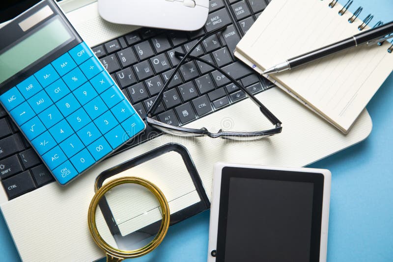 Eyeglasses, Laptop Computer and Other Business Objects Stock Image ...