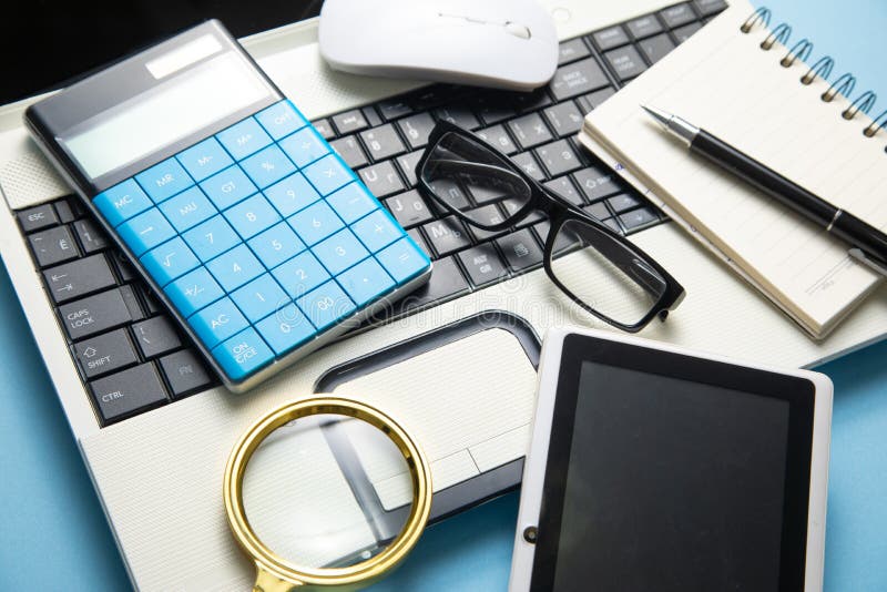 Eyeglasses, Laptop Computer and Other Business Objects Stock Image ...