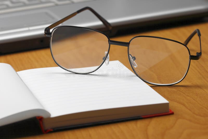 Eyeglasses,laptop and Notebook. Stock Image - Image of laptop, keyboard ...