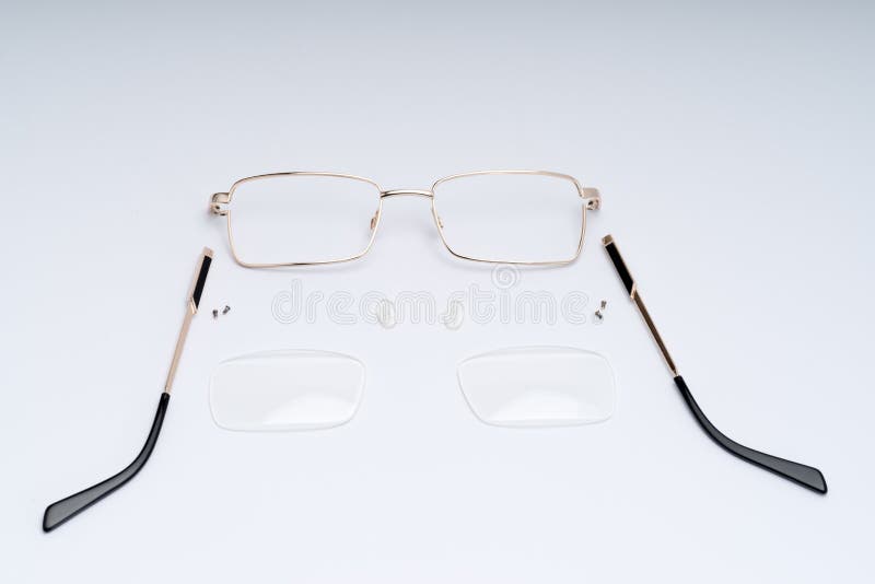 Eyeglasses Metal Frame in Parts Stock Photo - Image of tone, parts ...