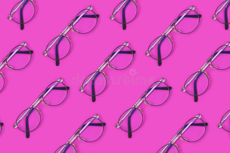 Eyeglasses Pattern on a Purple Background. Stock Image - Image of ...