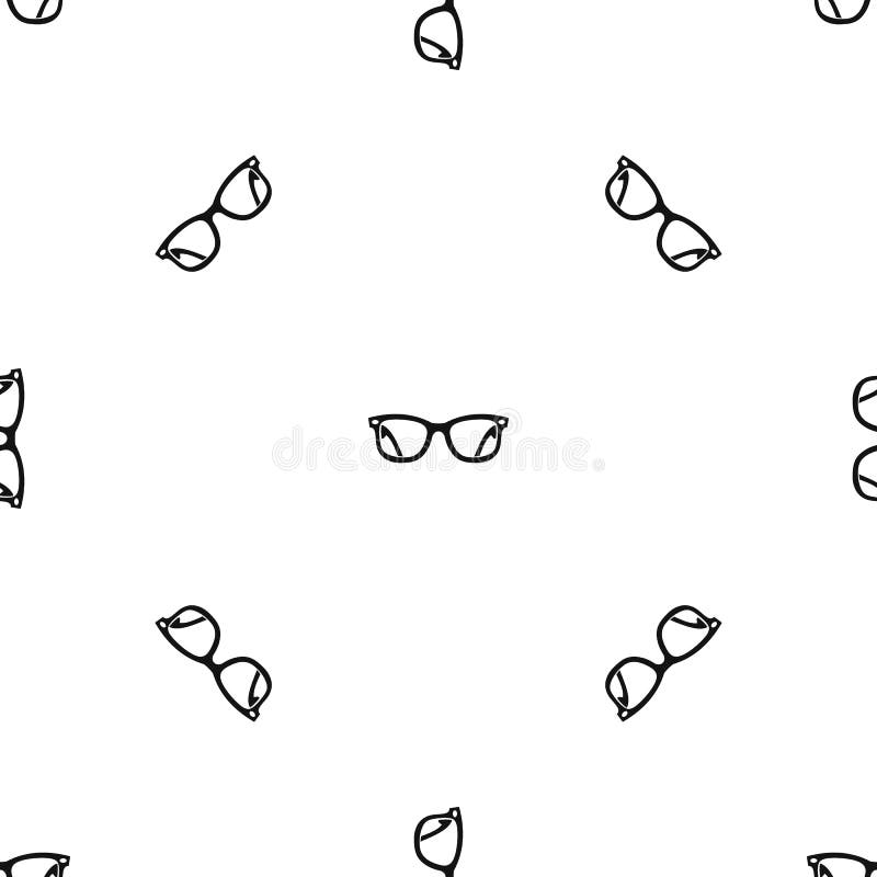 Eyeglasses Pattern Seamless Black Stock Vector - Illustration of lens ...